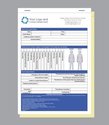 Minor Injury Report Form - Printed invoice books