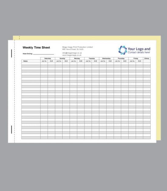 Timesheet Book Personalised - Printed invoice books