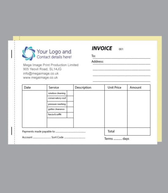 Window Cleaning Invoice Book A5 - Printed invoice books