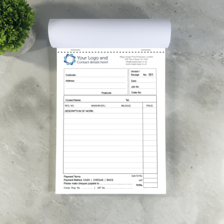 Car Service Invoice Book A5 - Vehicle Service Invoice Book