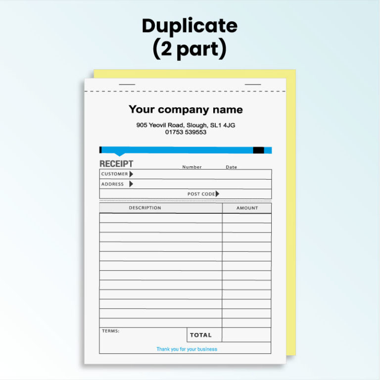 Personalised Receipt Book | NCR Duplicate Receipt Book